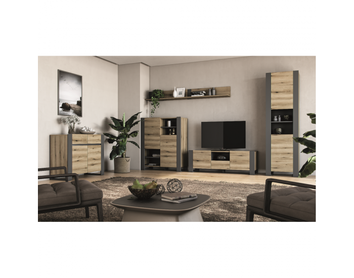 Шкаф Мебели Богдан Combo KOM1D3S-E20, Сив графит и Крайбрежен дъб Евок - от Мебели Богдан на ...